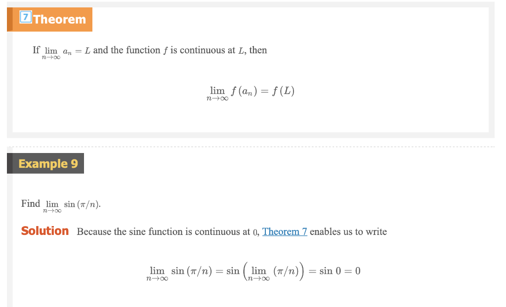 Solved 7 Theorem If lim an = L and the function f is | Chegg.com
