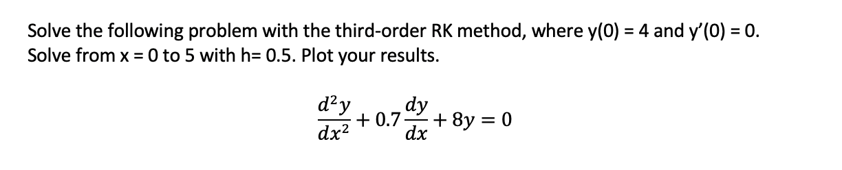 Solved Solve the following problem with the third-order RK | Chegg.com