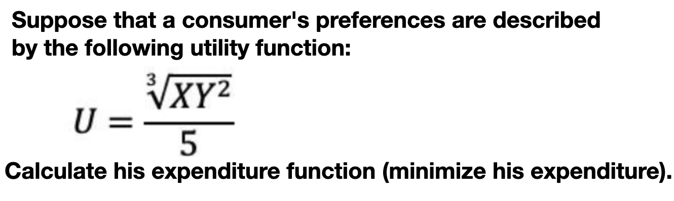 Solved Suppose that a consumer's preferences are described | Chegg.com