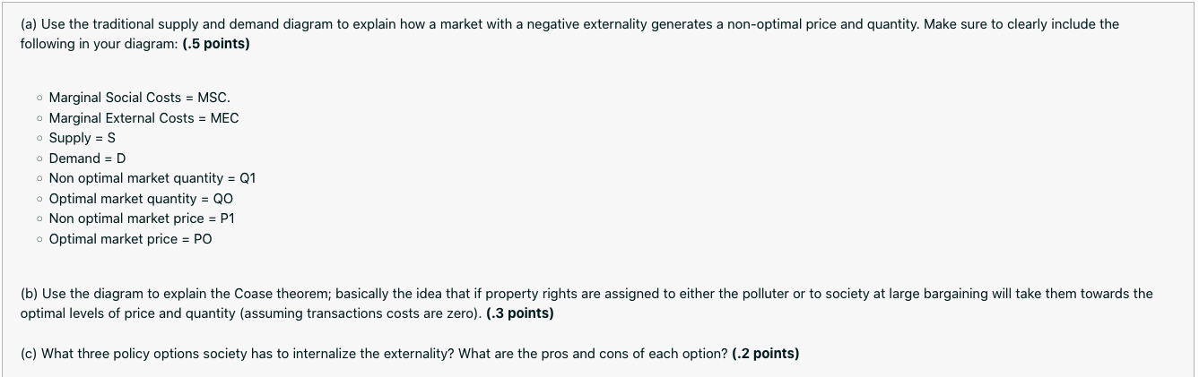 Solved (a) Use the traditional supply and demand diagram to | Chegg.com