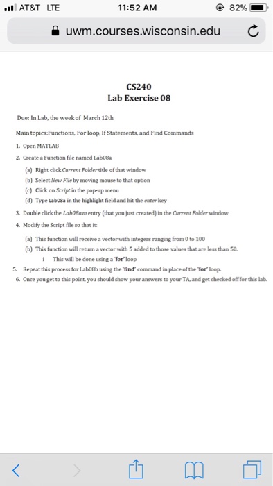 Solved AT&T LTE 11:52 AM 8296 . a uwm.courses.wisconsin.edu | Chegg.com