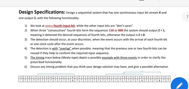 Design Specifications: Design a sequential system | Chegg.com