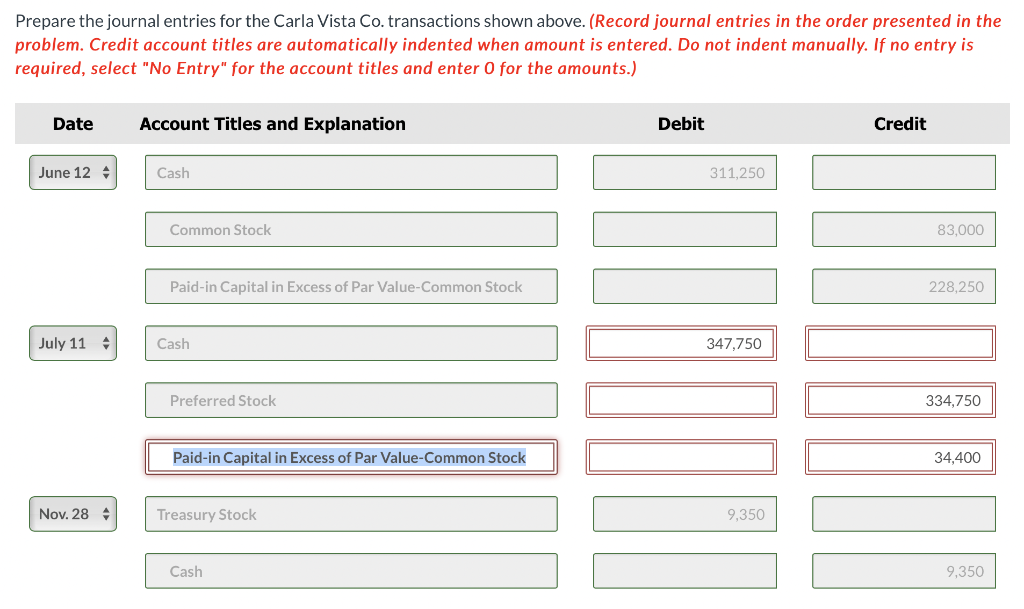 Solved Prepare the journal entries for the Carla Vista Co. | Chegg.com