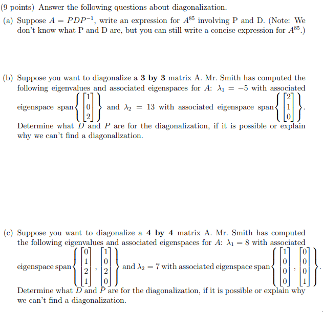 Solved (9 points) Answer the following questions about | Chegg.com