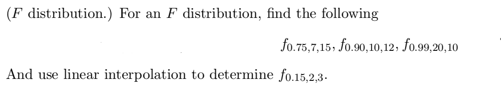 Solved (F distribution.) For an F distribution, find the | Chegg.com