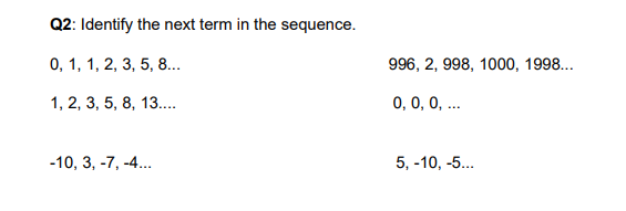Solved Q1: Identify the sequence type. Arithmetic, | Chegg.com