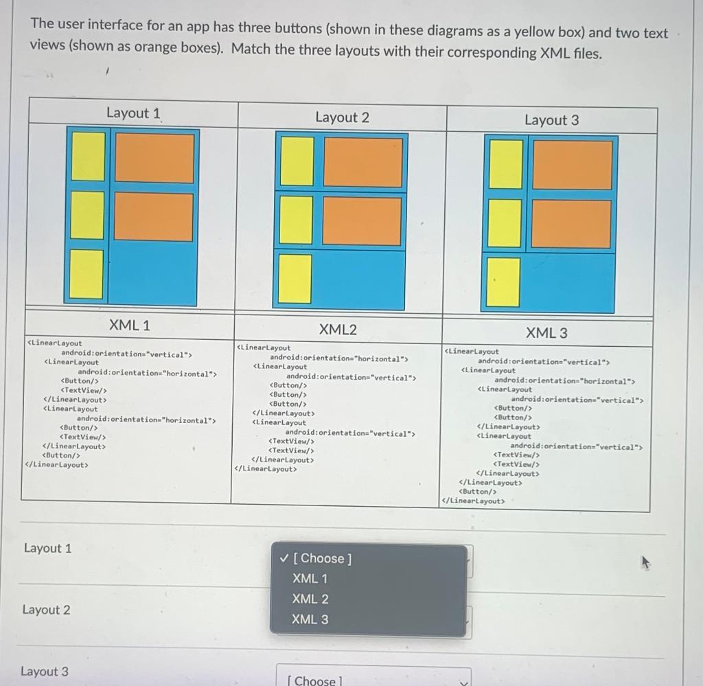 Solved The user interface for an app has three buttons | Chegg.com