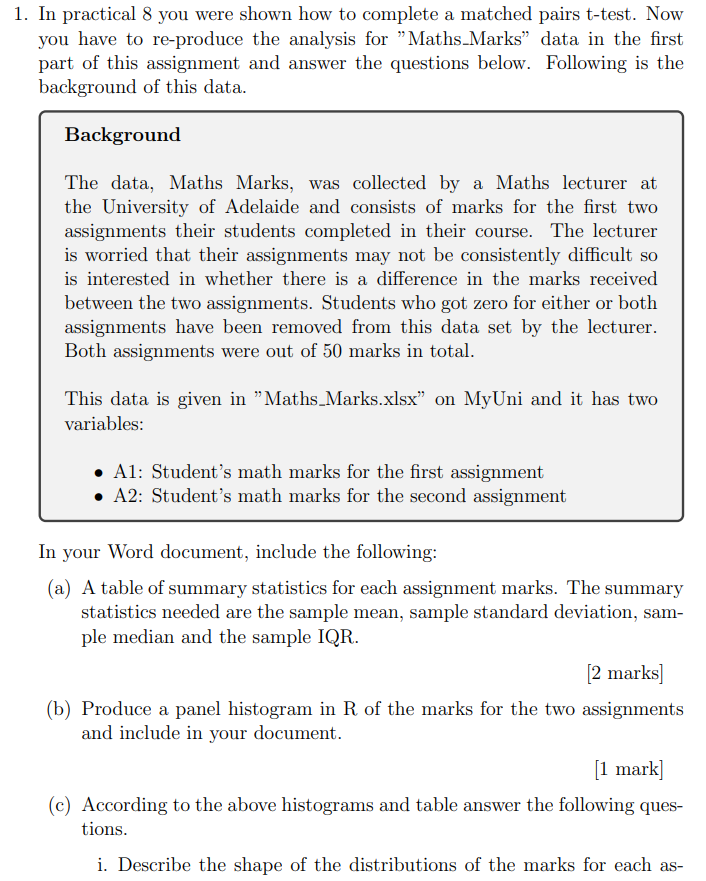 Solved 1. In practical 8 you were shown how to complete a | Chegg.com