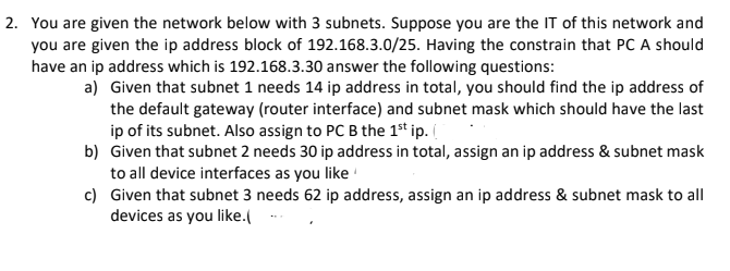 Solved Subnet 1 Subnet 3 Subnet 2 2 You Are Given The