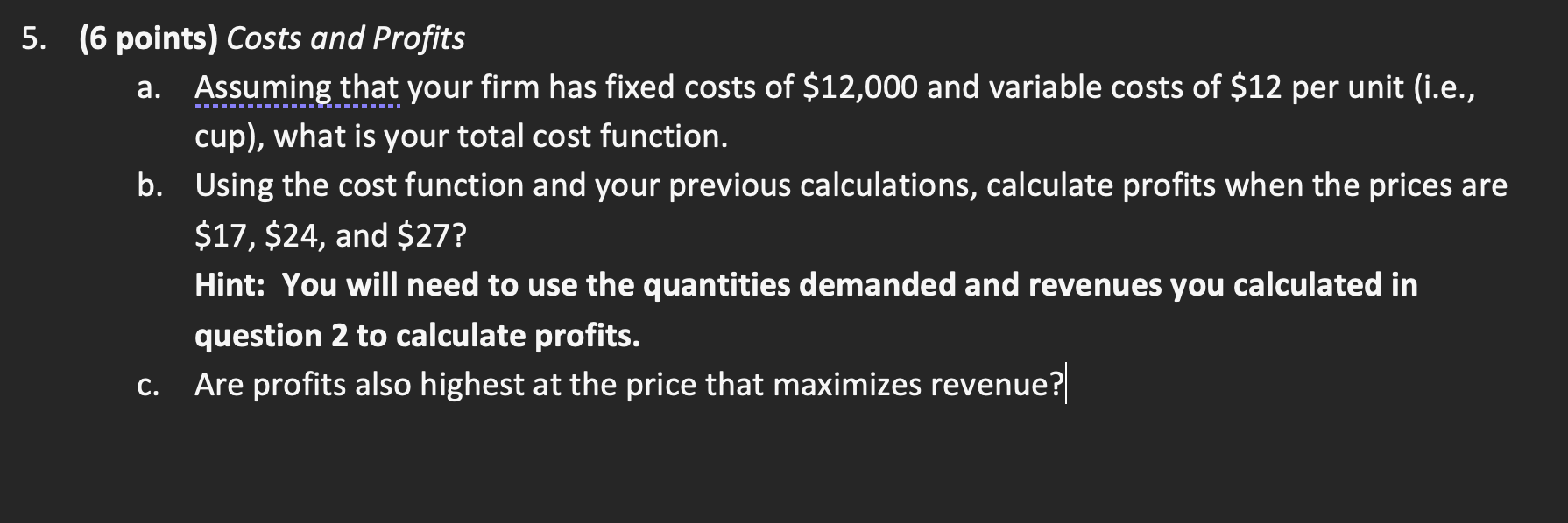 Solved (6 points). Demand and Revenue. Using the demand | Chegg.com