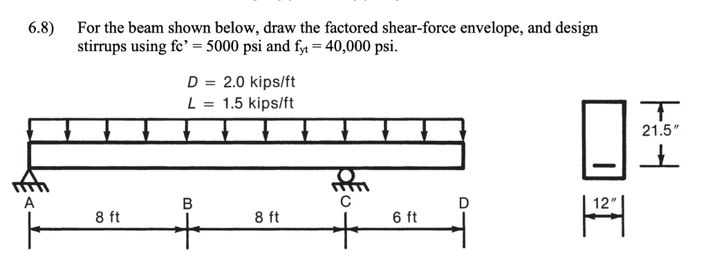 Solved 6.8) For the beam shown below, draw the factored | Chegg.com