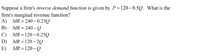 Solved Suppose a firm's inverse demand function is given by | Chegg.com