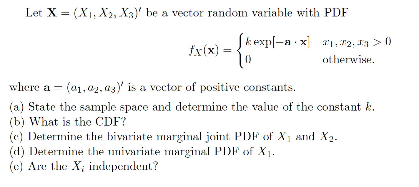 Let X=(X1,X2,X3)′ be a vector random variable with | Chegg.com