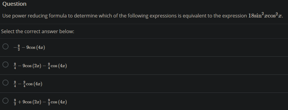 Solved Question Use power reducing formula to determine | Chegg.com