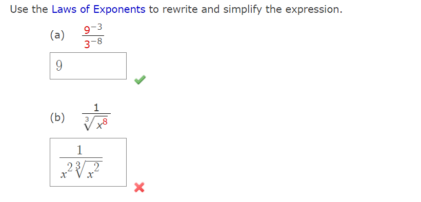 Solved Use the Laws of Exponents to rewrite and simplify the | Chegg.com