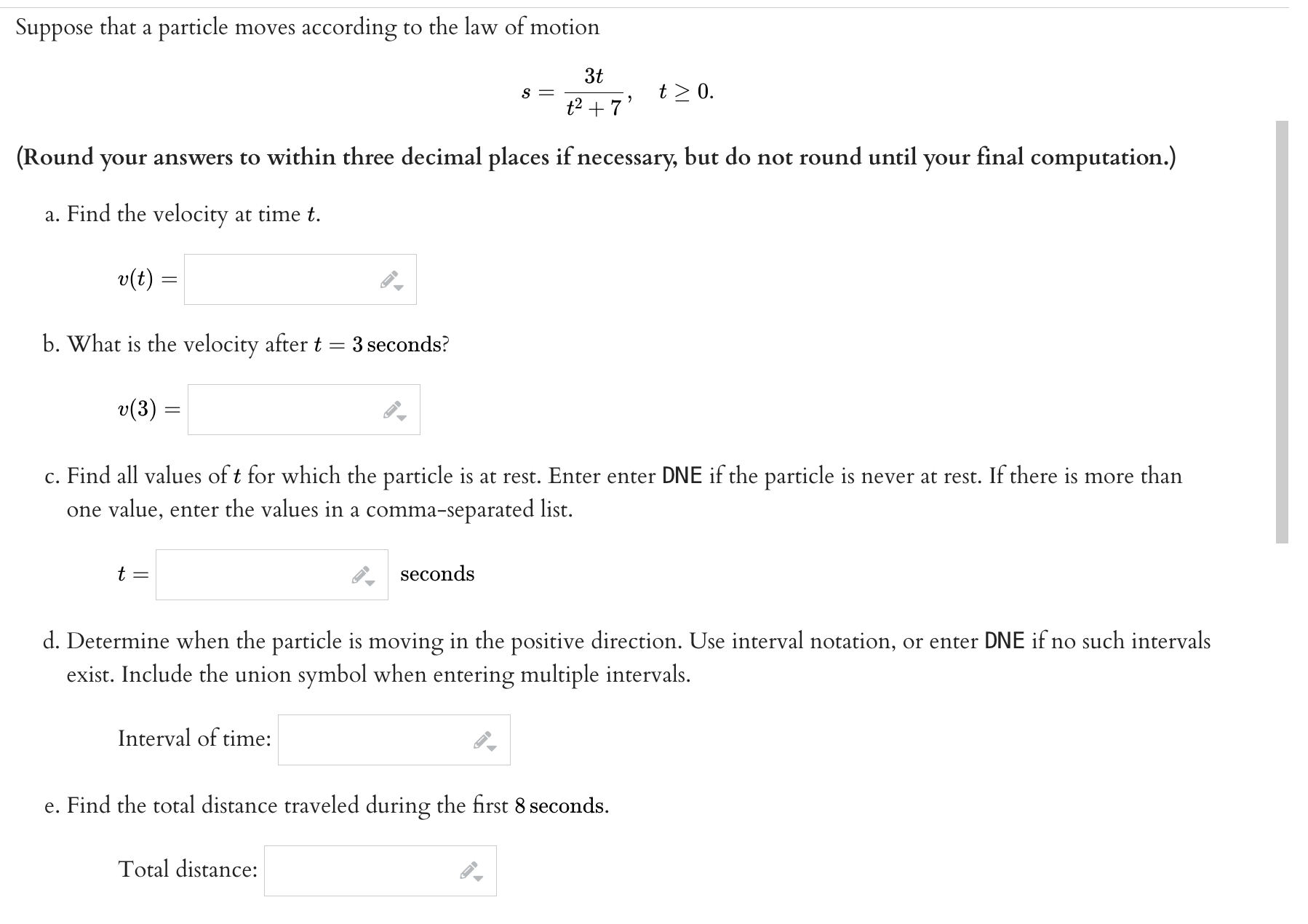 Solved Suppose that a particle moves according to the law of | Chegg.com