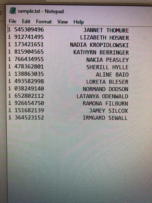 Solved Tasks: 1. Read from the supplied input file | Chegg.com
