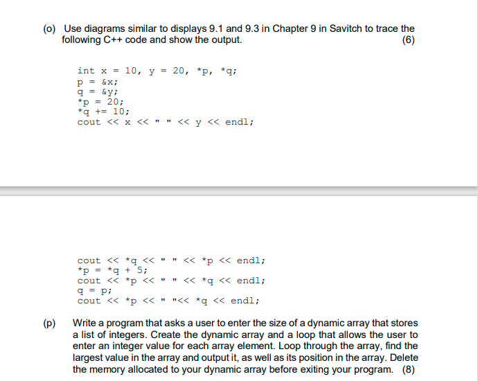Solved (0) Use diagrams similar to displays 9.1 and 9.3 in | Chegg.com
