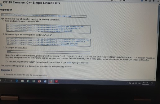 CS115 Exercise: C++ Simple Linked Lists reparation a | Chegg.com
