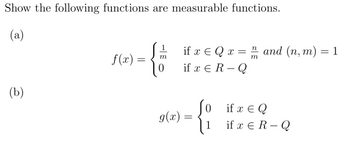 Solved Show the following functions are measurable | Chegg.com