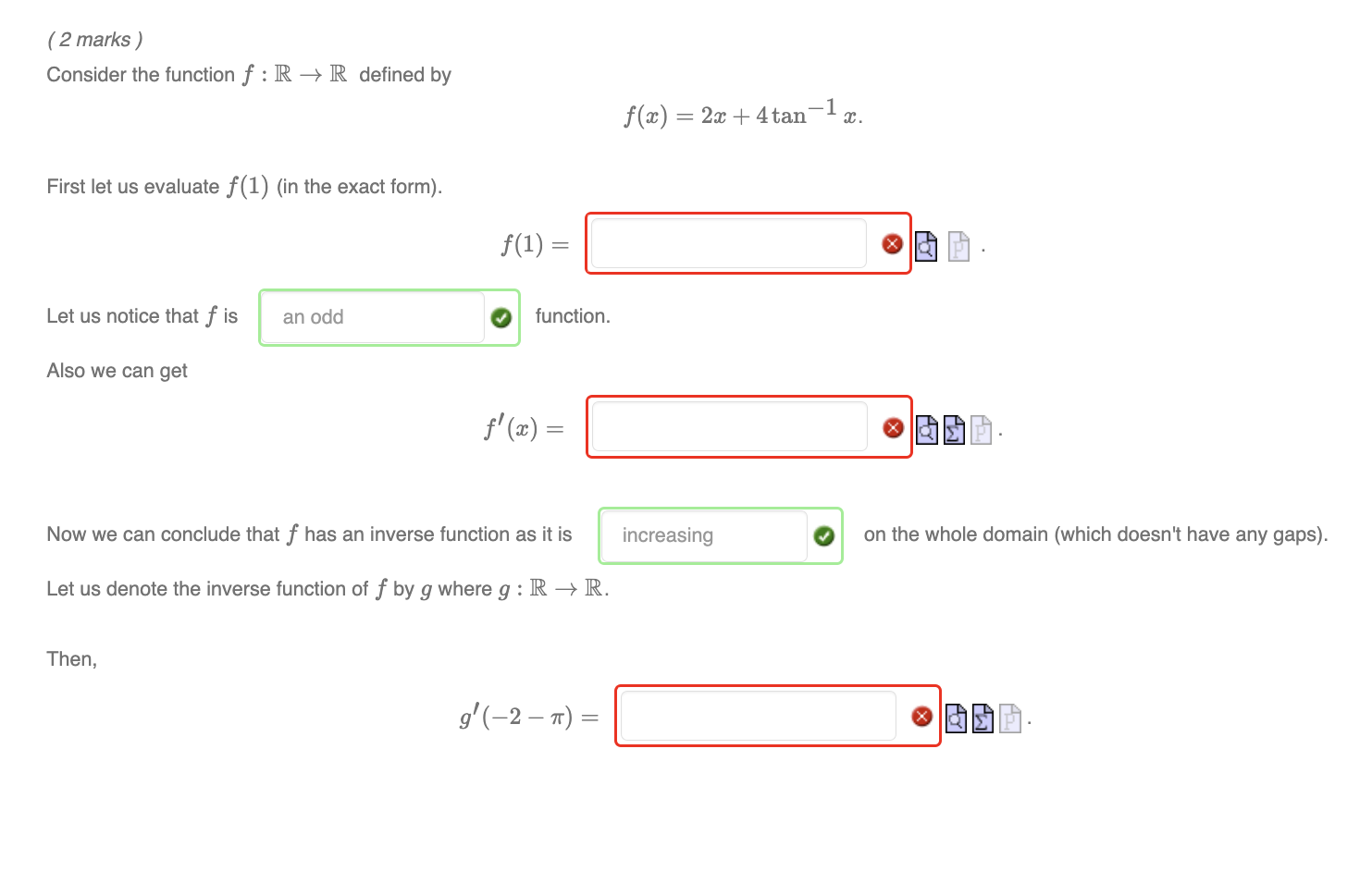 Solved 2 Marks Consider The Function F R→r Defined By