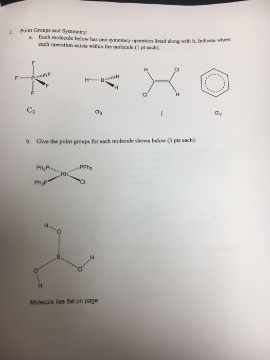 Solved Point Groups and Symmetry: a. Each molecule below | Chegg.com