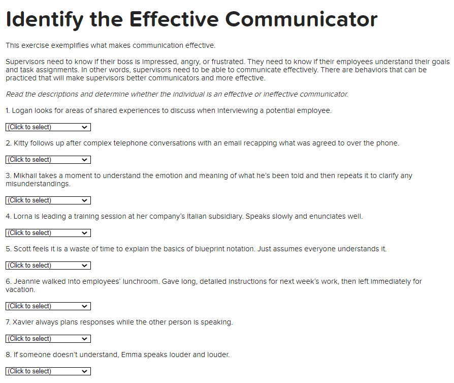 Solved Identify the Effective Communicator This exercise | Chegg.com