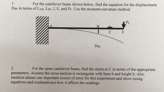 Solved For the cantilever beam shown below, find the | Chegg.com