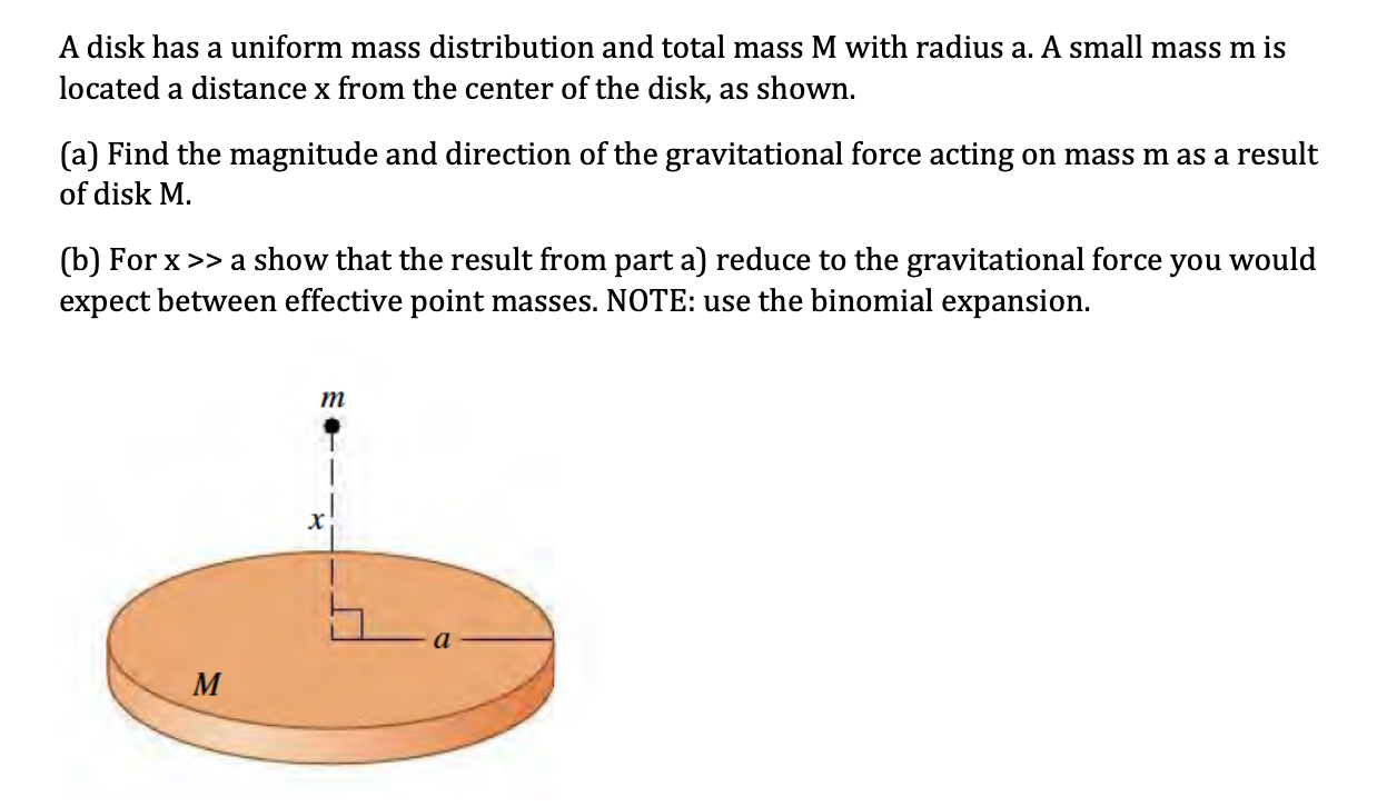 Solved A disk has a uniform mass distribution and total mass | Chegg.com