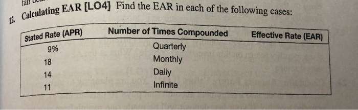 Solved fal 12 Calculating EAR [LO4] Find the EAR in each of | Chegg.com
