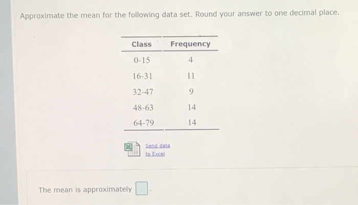 Solved C Approximate the mean for the following data set. | Chegg.com
