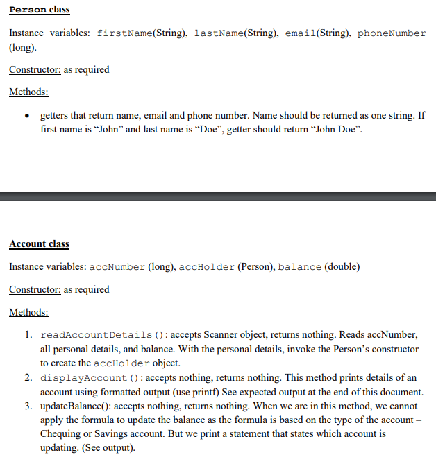 Solved Person class Instance variables: firstName(String), | Chegg.com