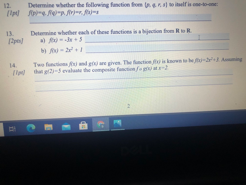 Solved 12. Determine whether the following function from {p, | Chegg.com