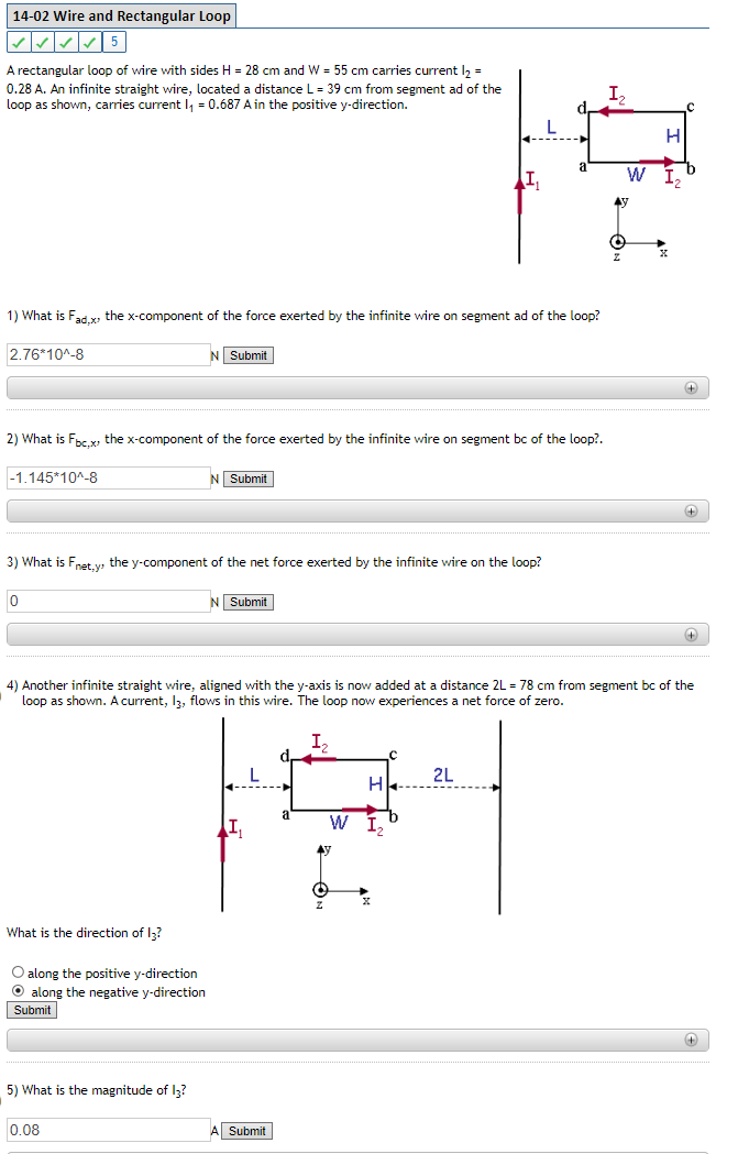 Solved A rectangular loop of wire with sides H=28 cm and | Chegg.com