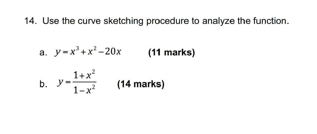 Solved 14. Use the curve sketching procedure to analyze the | Chegg.com