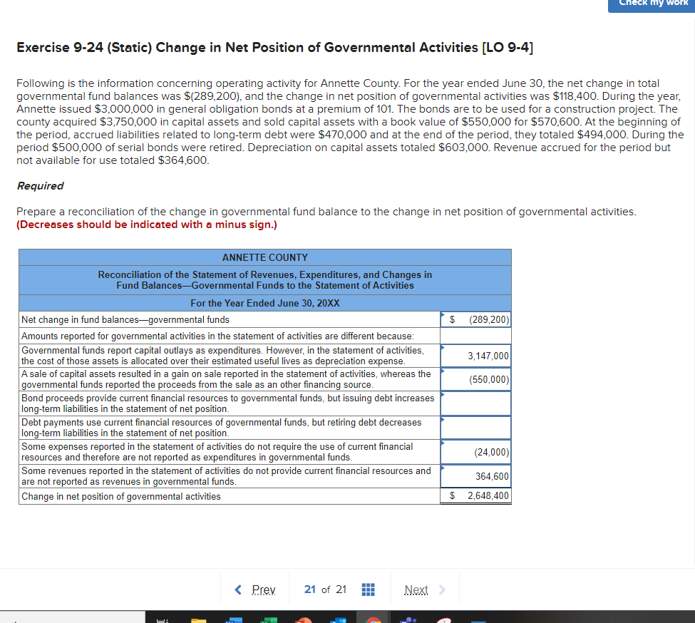 Solved Check my work Exercise 9-24 (Static) Change in Net | Chegg.com