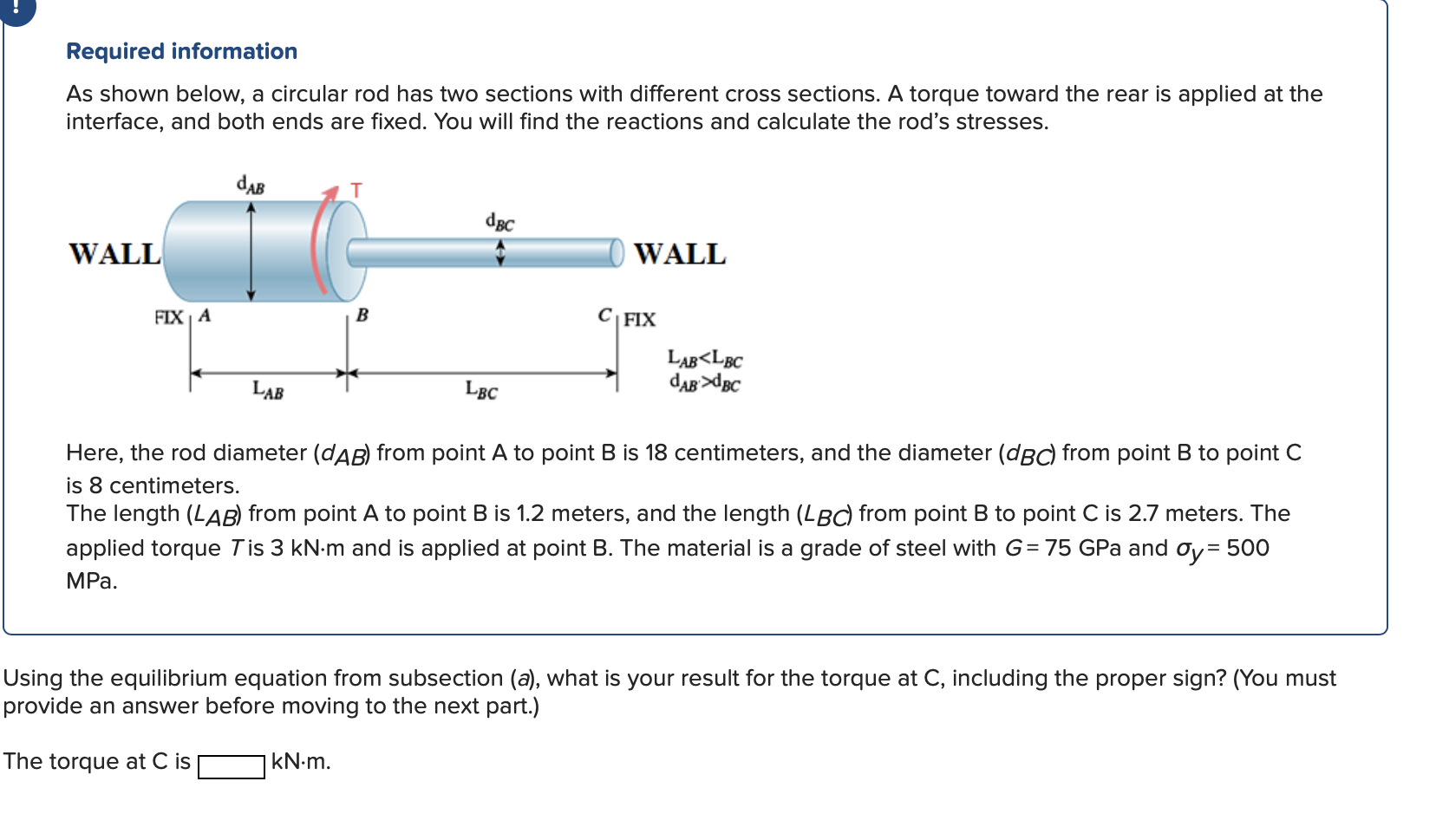 Solved Required information As shown below, a circular rod | Chegg.com