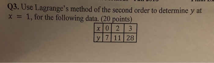 Solved Q3. Use Lagrange's method of the second order to | Chegg.com
