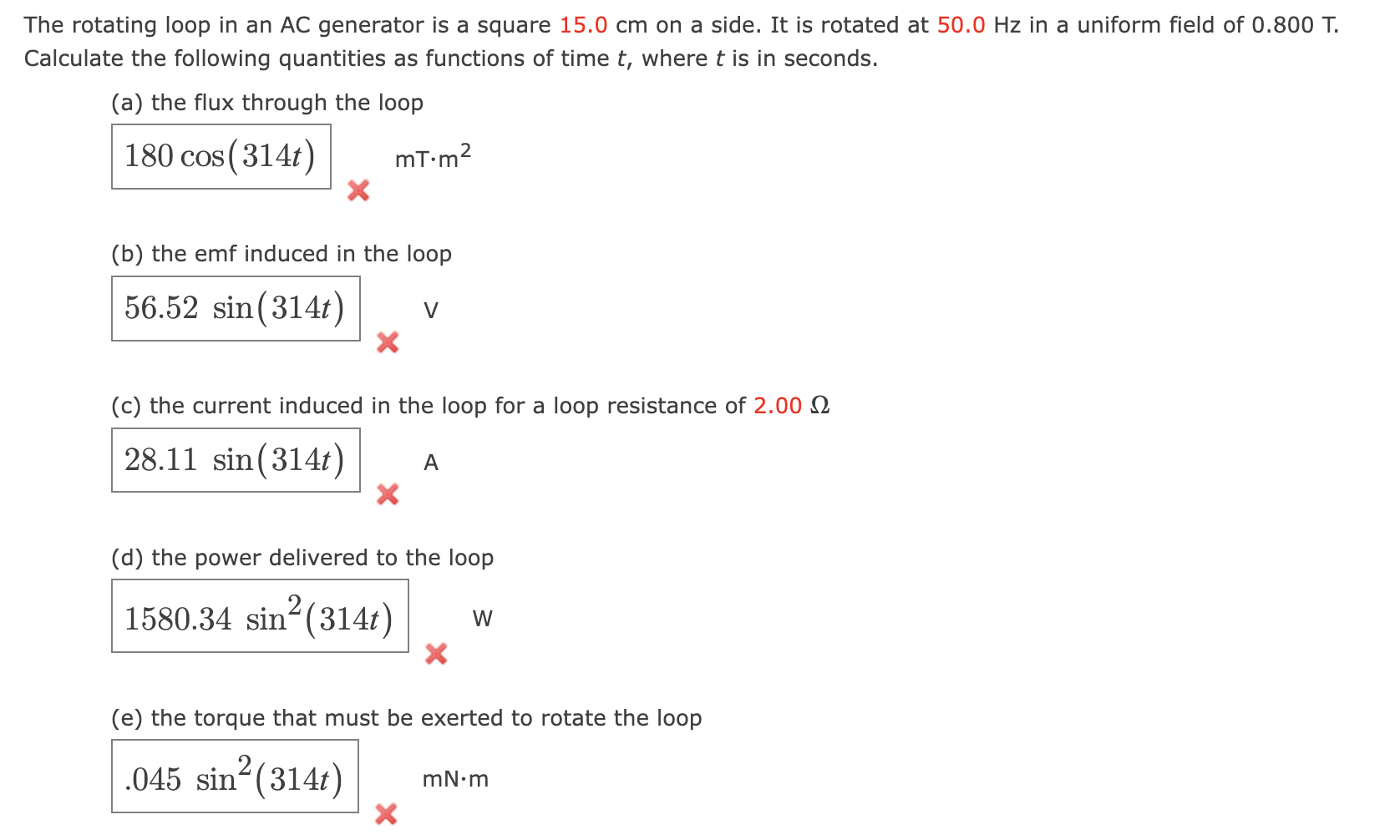 Solved he rotating loop in an AC generator is a square 15.0 | Chegg.com