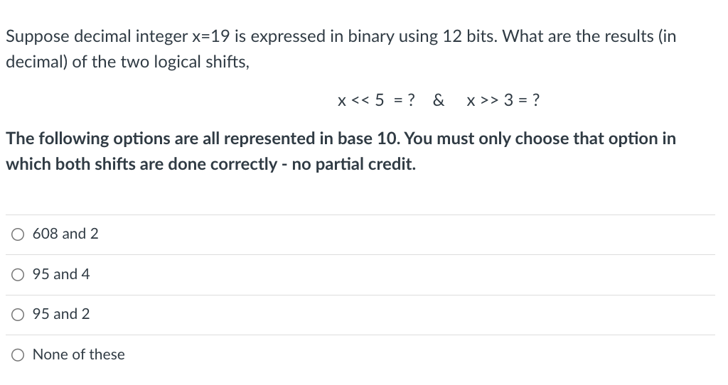 Solved Suppose decimal integer x=19 is expressed in binary | Chegg.com