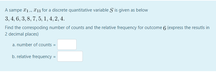 Solved A sampe 21.111 for a discrete quantitative variable S | Chegg.com