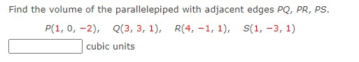 Solved Find the volume of the parallelepiped with adjacent | Chegg.com