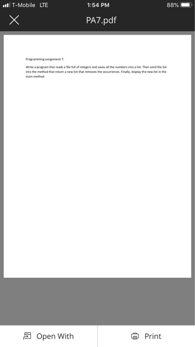 Solved 1:54 PM T-Mobile LTE 88%- PA7.pdf Programming | Chegg.com
