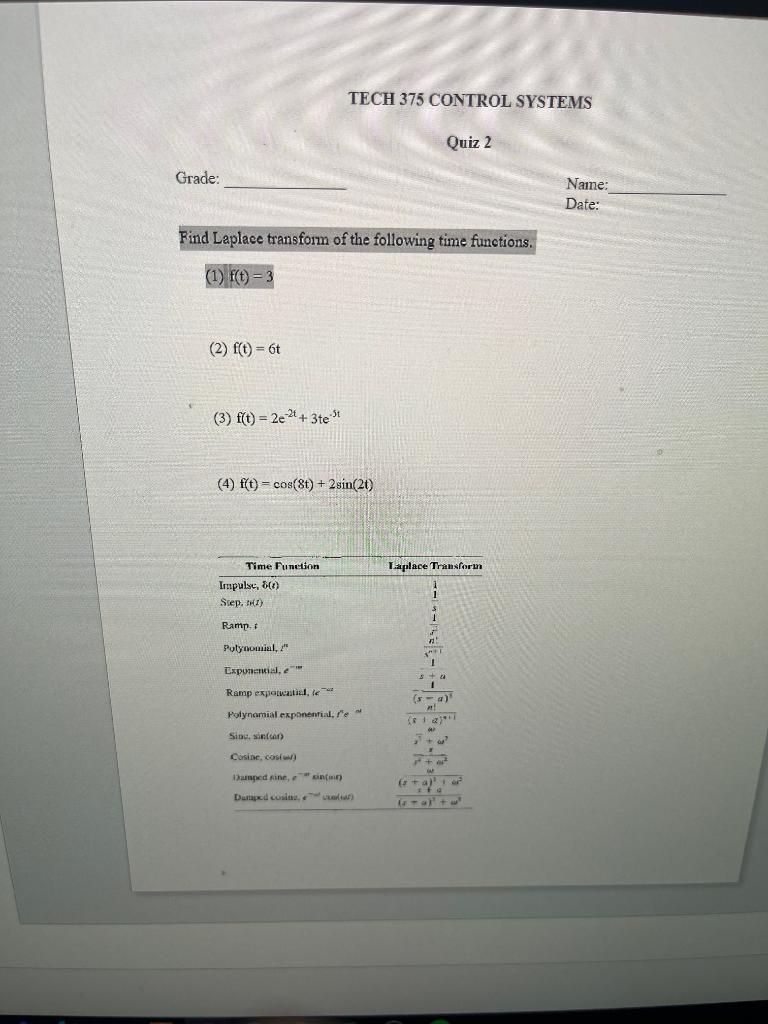Solved Find Laplace transform of the following time | Chegg.com