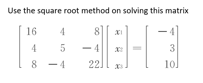 Solved Use the square root method on solving this matrix | Chegg.com
