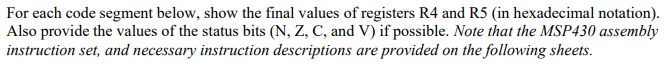 Solved For each code segment below, show the final values of | Chegg.com