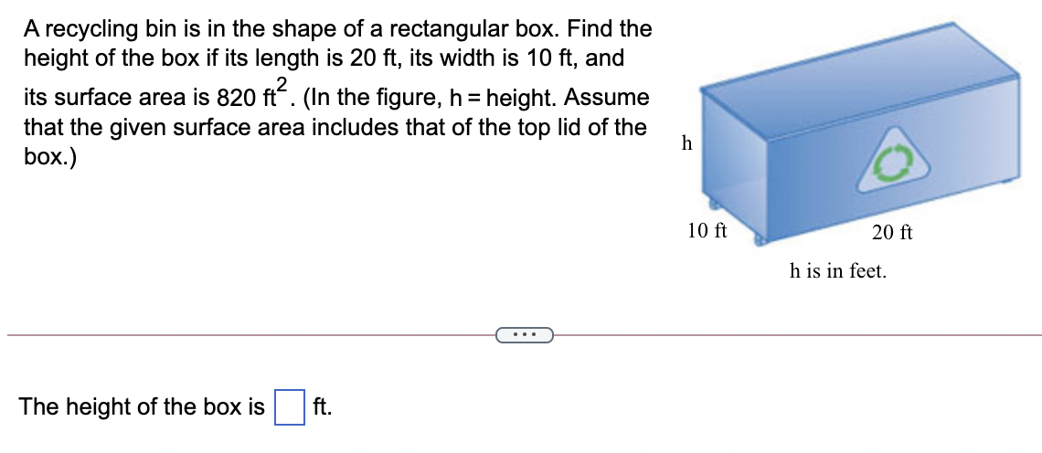 Solved A recycling bin is in the shape of a rectangular box. | Chegg.com