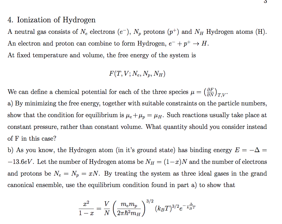 4. Ionization of Hydrogen A neutral gas consists of | Chegg.com