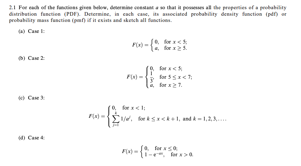 Solved 2.1 For each of the functions given below, determine | Chegg.com