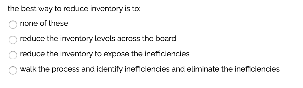 Solved the best way to reduce inventory is to: none of these | Chegg.com